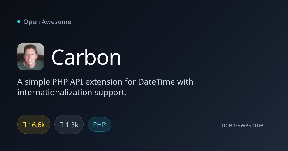 Carbon — PHP DateTime API Extension | Open Awesome