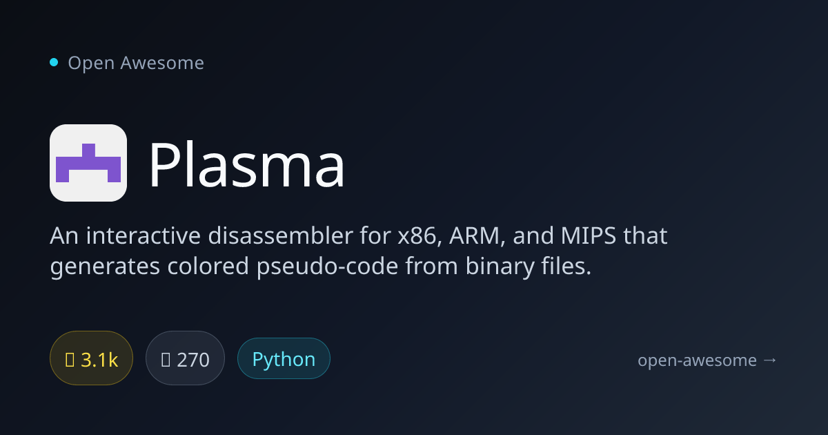 Plasma — Interactive Disassembler for Binaries | Open Awesome
