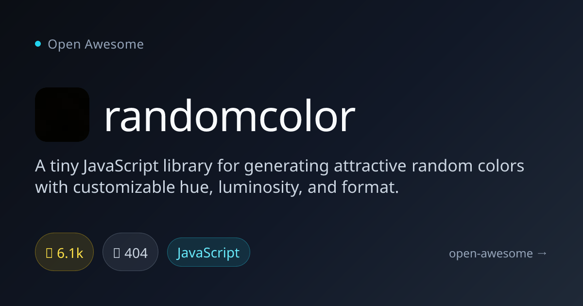 randomcolor — JavaScript Random Color Generator | Open Awesome