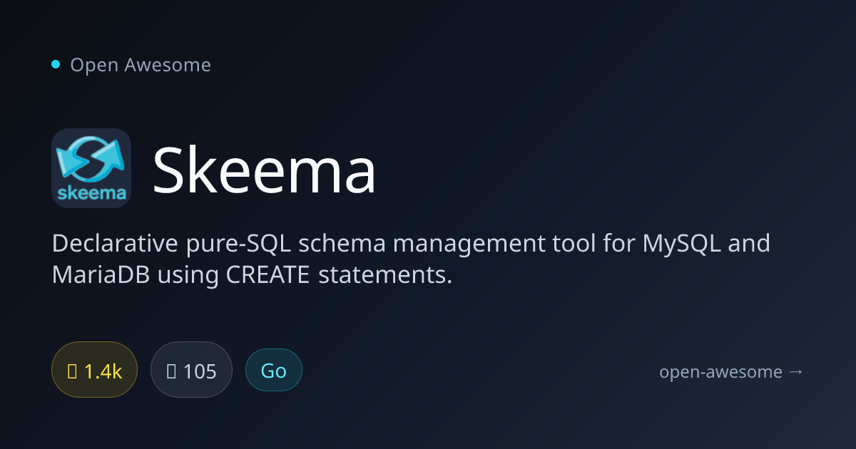 Skeema — Declarative SQL Schema Management | Open Awesome