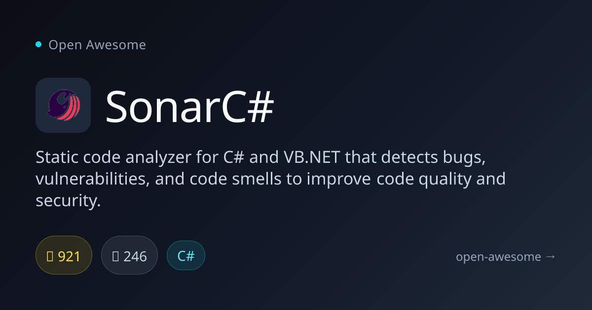SonarC# — Static Code Analyzer for C# & VB.NET | Open Awesome
