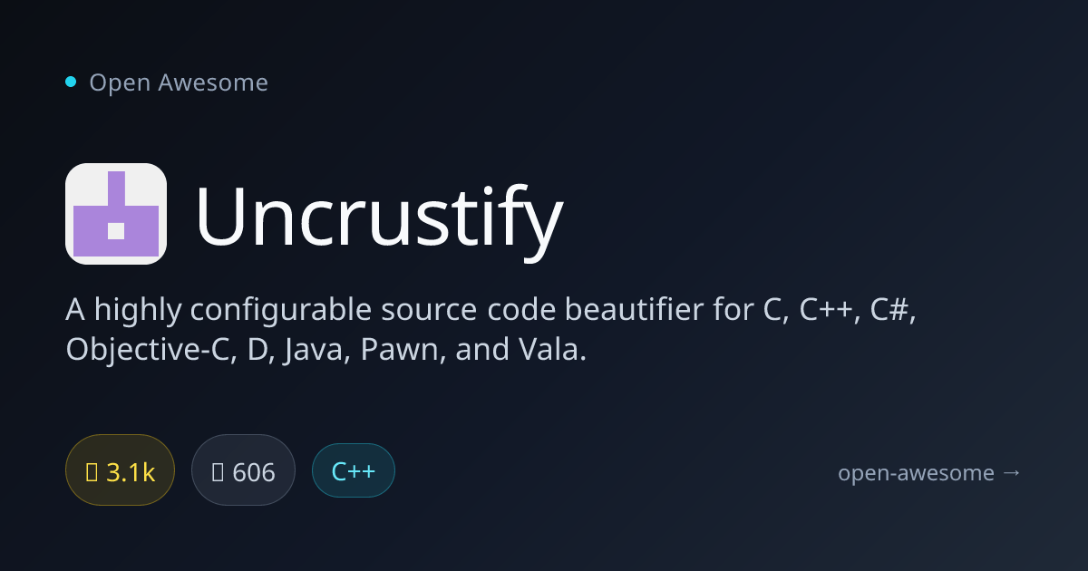 Uncrustify — Configurable Source Code Beautifier | Open Awesome