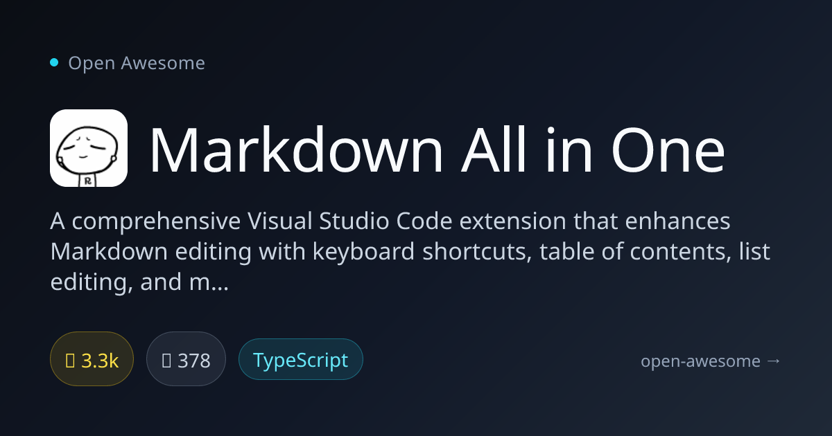 Markdown All in One — Comprehensive VS Code Markdown Tool | Open Awesome
